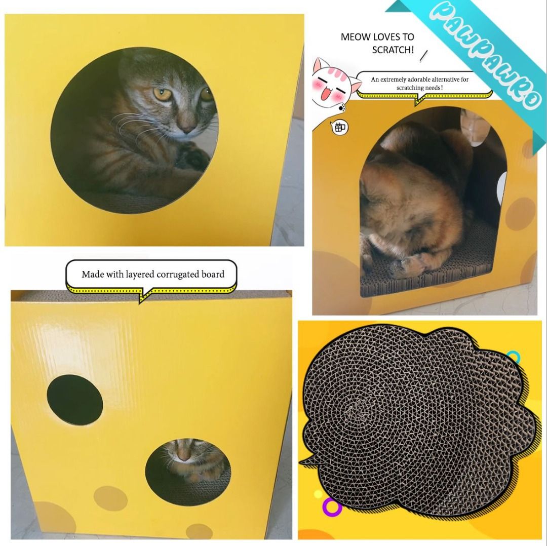 Cat Scratching Box Cheese Cube Design, Pet Supplies, Homes & Other Pet ...