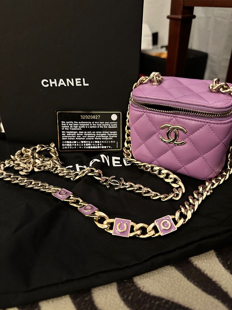 Chanel Vanity with Chaine in Violet, Luxury, Bags & Wallets on Carousell