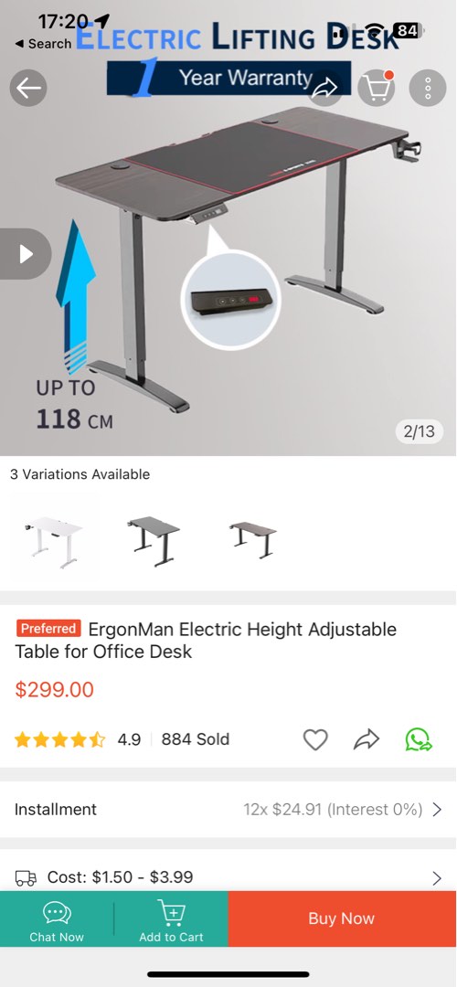 Electric Adjustable Table, Furniture & Home Living, Furniture, Tables ...
