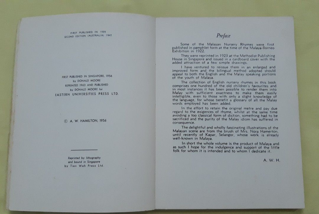 Extremely Rare 1963 HAJI'S BOOK OF MALAYAN NURSERY RHYMES by A W ...