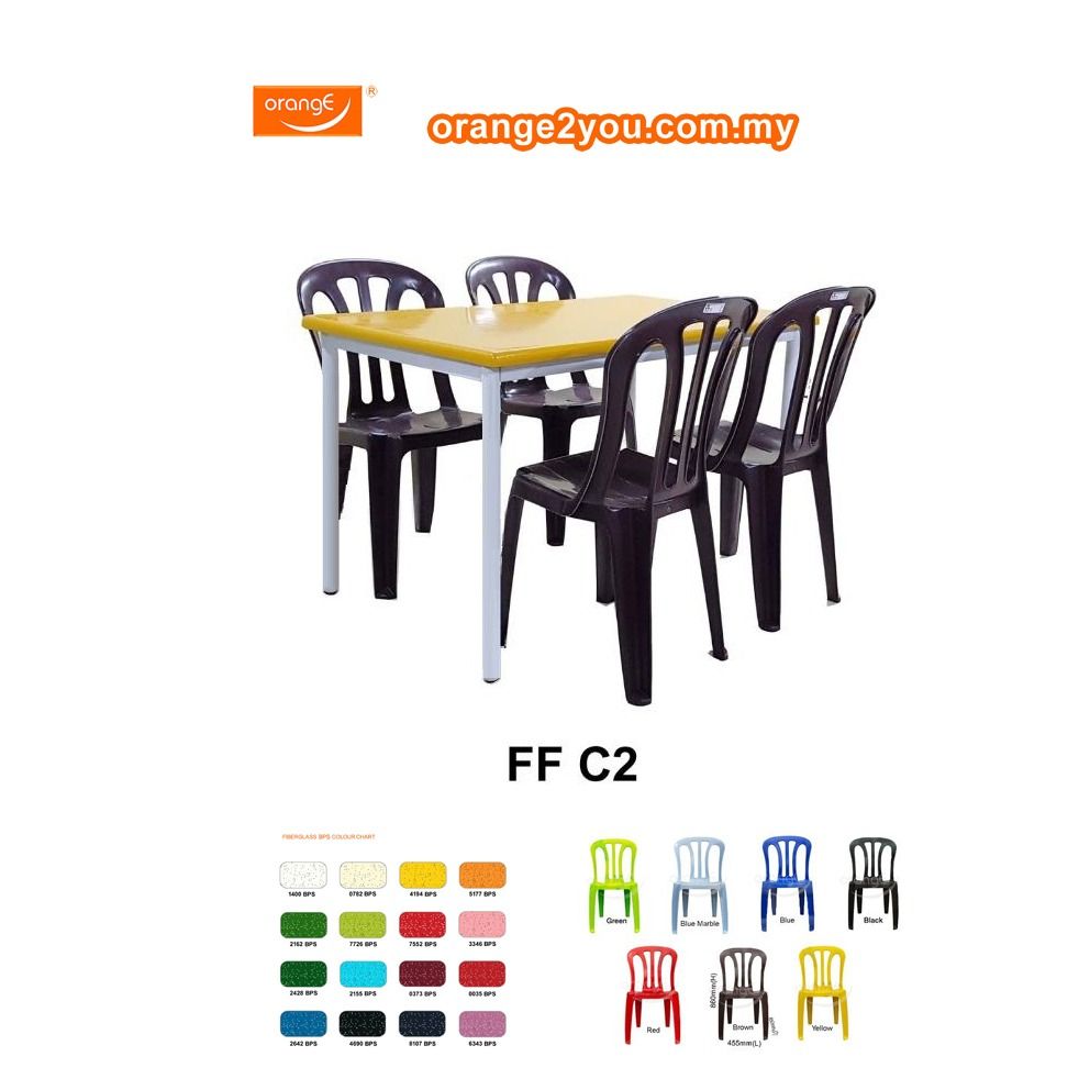 Fibreglass Cafe Table & Plastic Chair 1 + 4 (FF C2), Furniture & Home ...