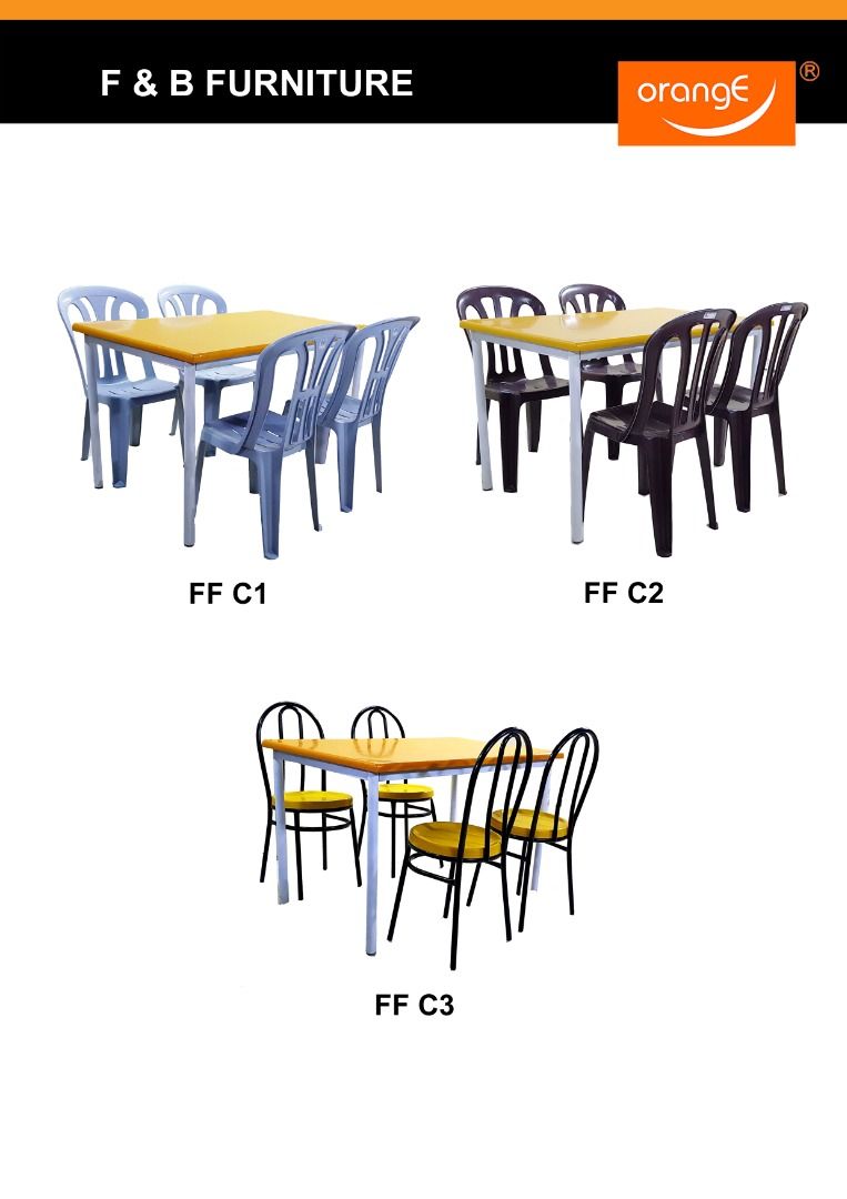 Fibreglass Cafe Table & Plastic Chair 1 + 4 (FF C2), Furniture & Home ...