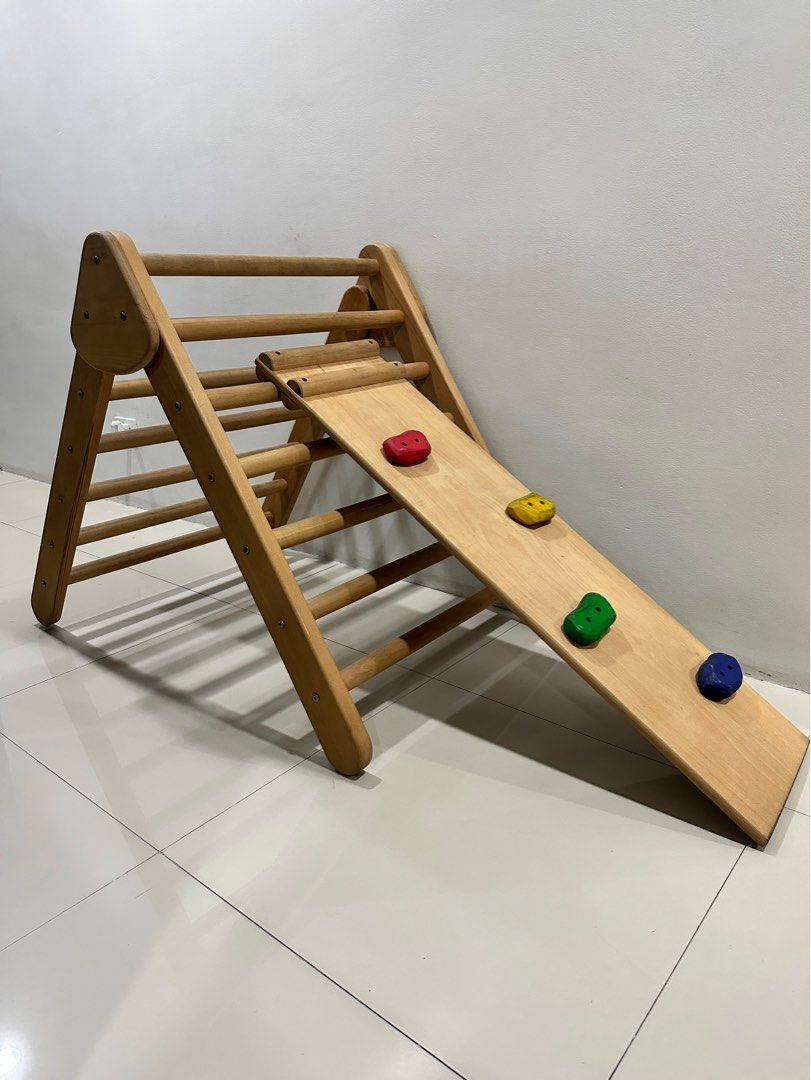 Foldable Pikler Triangle with slide and ramp. High quality. Beachwood ...