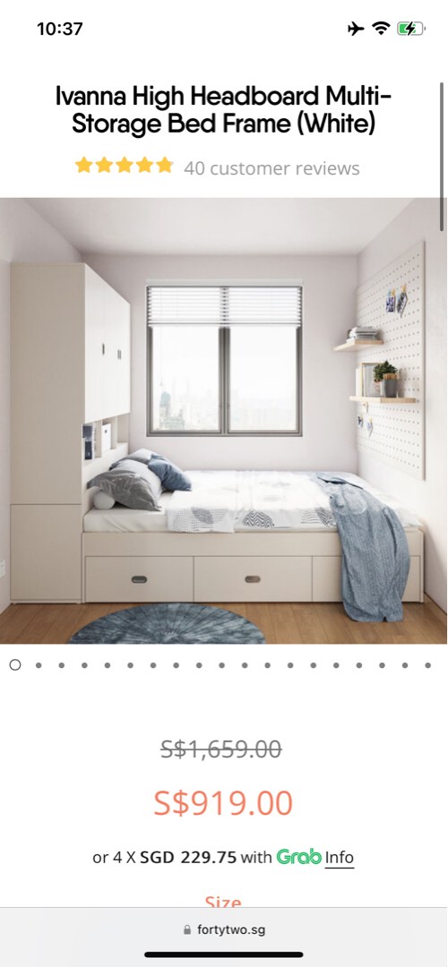 Forty Two Ivanna High Headboard Multi-Storage Bed Frame, Furniture & Home Living, Furniture, Bed ...