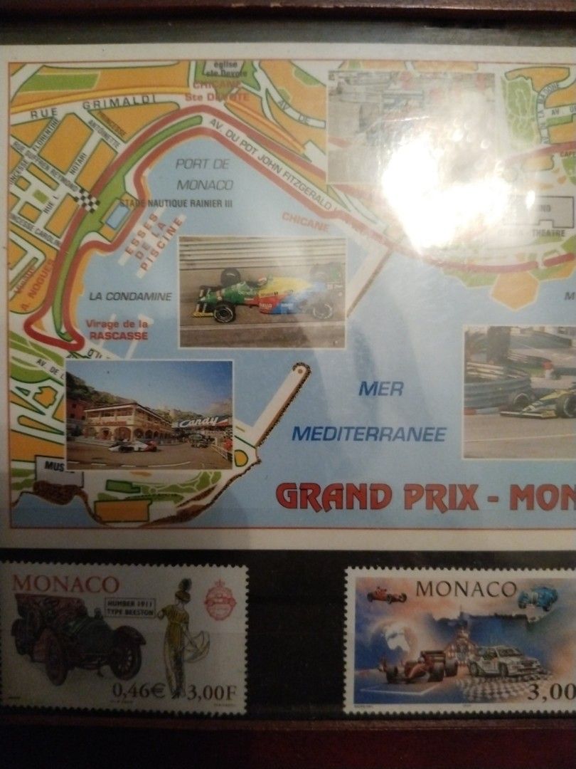 Framed Monaco Grand Prix Map & Stamps, Hobbies & Toys, Collectibles ...
