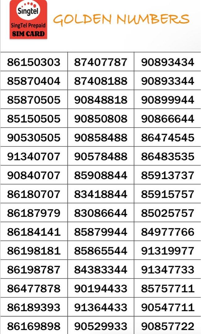 Golden Number SingTel Prepaid Sim Card, Mobile Phones & Gadgets, Mobile ...
