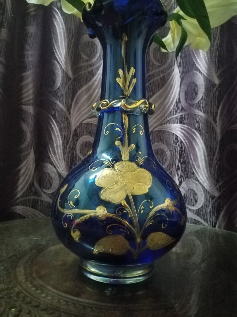 Hand Made Persian Glass Vase with Real Gold Painting from Iran ...