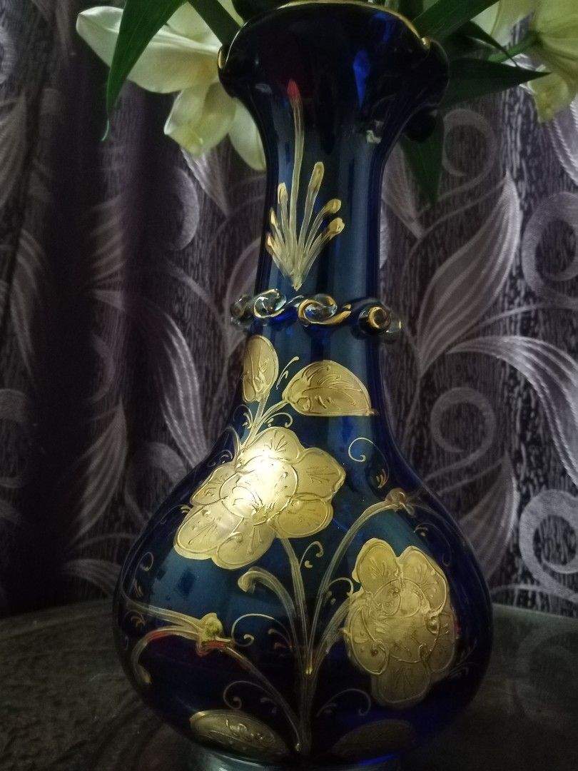 Hand Made Persian Glass Vase with Real Gold Painting from Iran ...