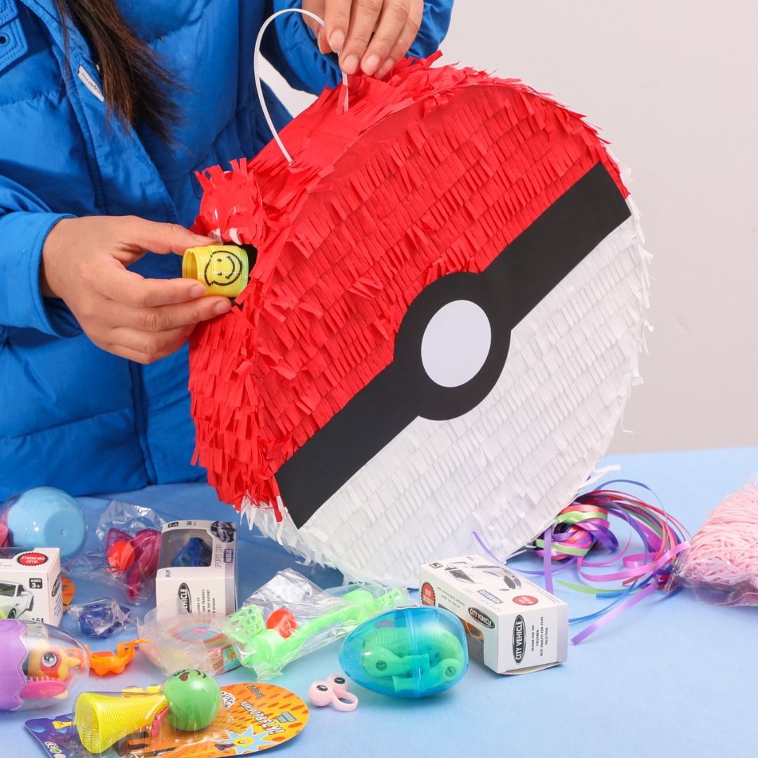Handmade Pokeball Pinata (With Free Stick) (35cm x 35cm x 10cm ...