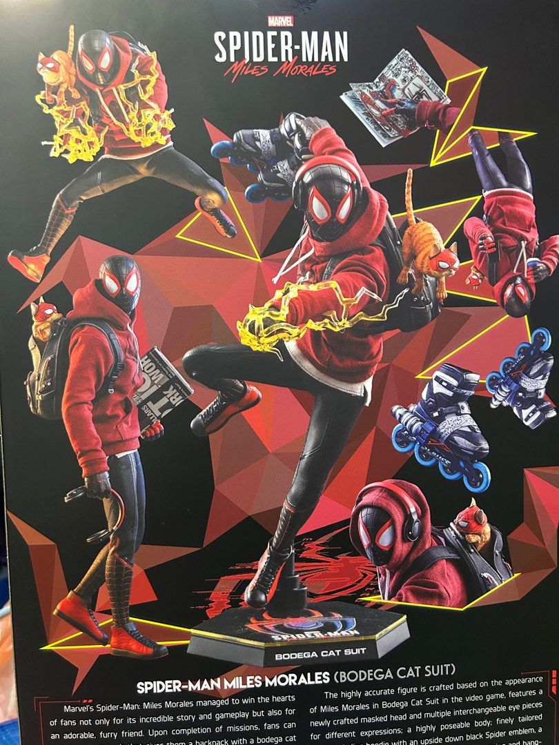 Hot Toy 1 6 Vgm050 Spider-man Miles Morales Bodega Cat Suit Collectible 