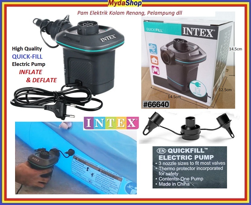 INTEX Electric Air Pump Inflate Deflate Pool. Pam Angin Elektrik ...