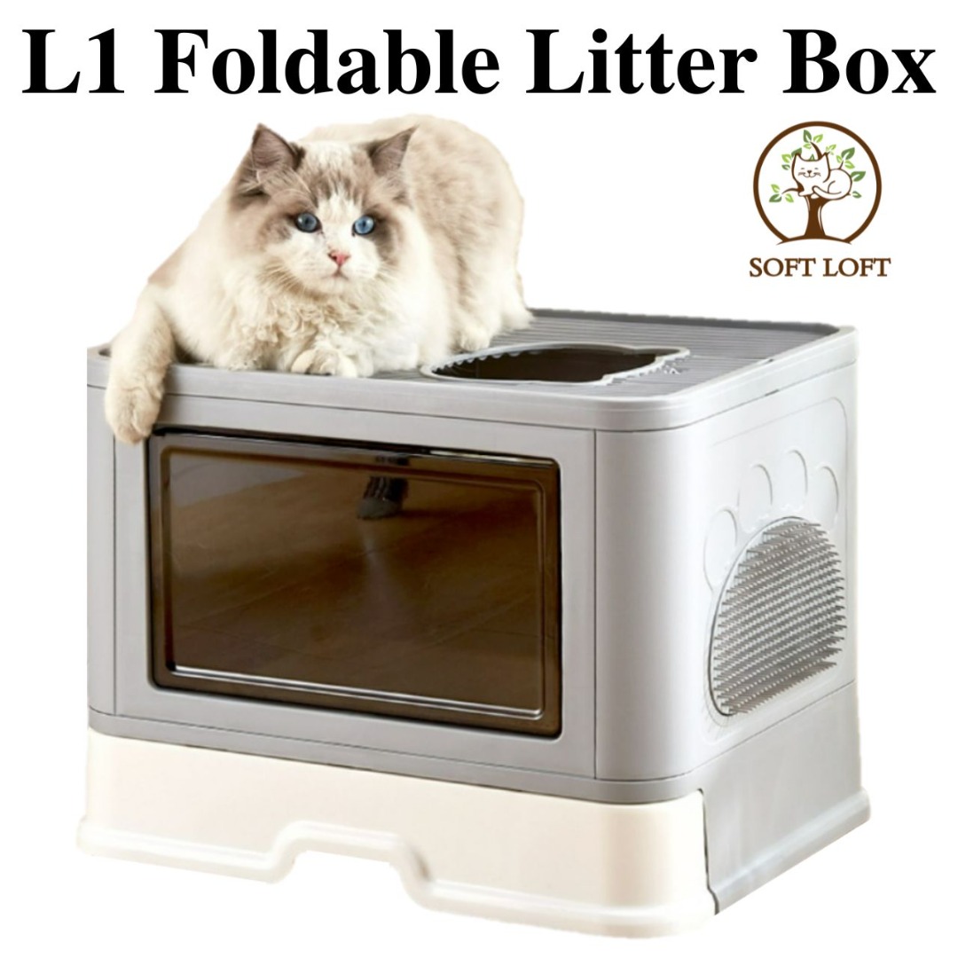 L1 Foldable Litter Box Cat Litter Box Pee Tray Kitten Big Space ...