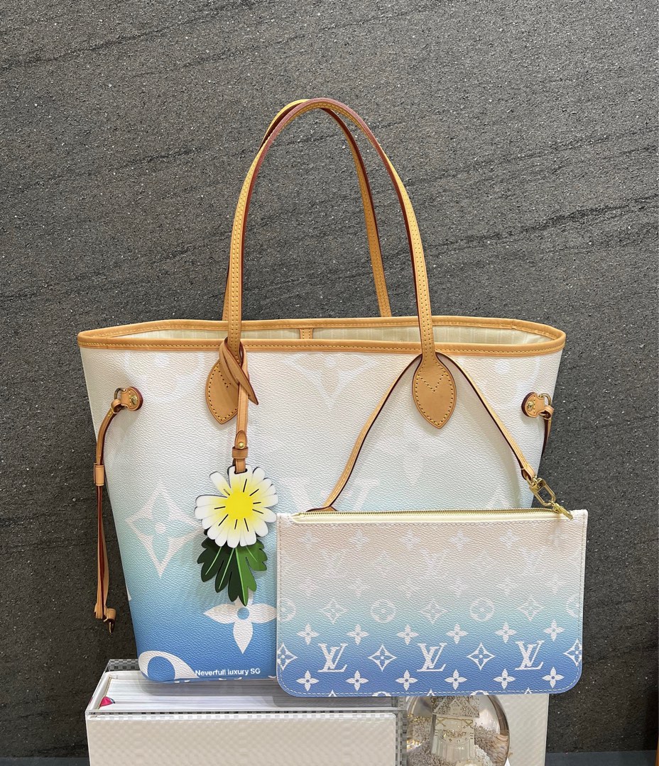 Louis Vuitton Limited Edition By The Pool Neverfull MM Blue Bag, Luxury ...