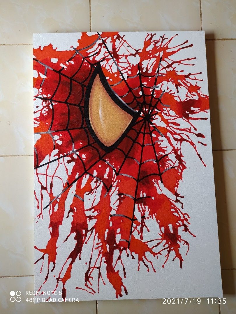 Lukisan Abstrak Spiderman, Desain & Kerajinan Tangan, Karya Seni di ...