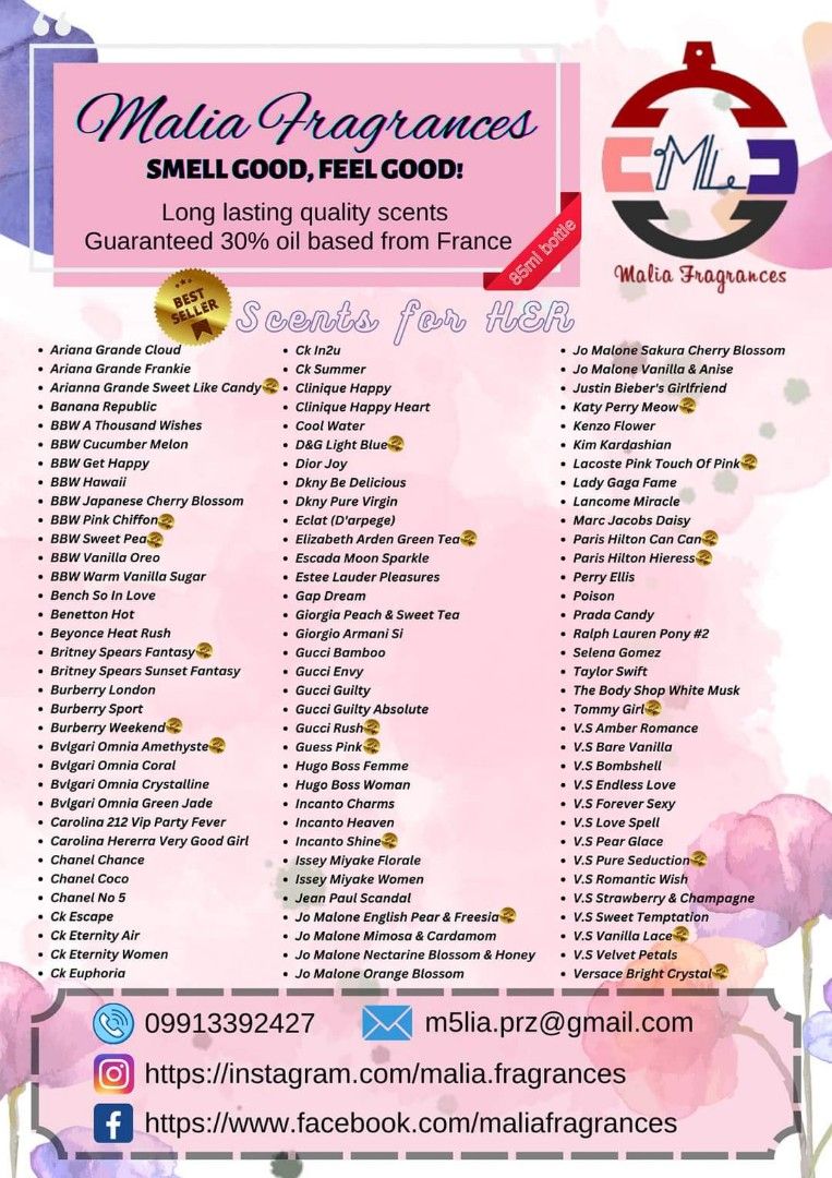 Malia's Oil Based Perfume, Beauty & Personal Care, Fragrance ...