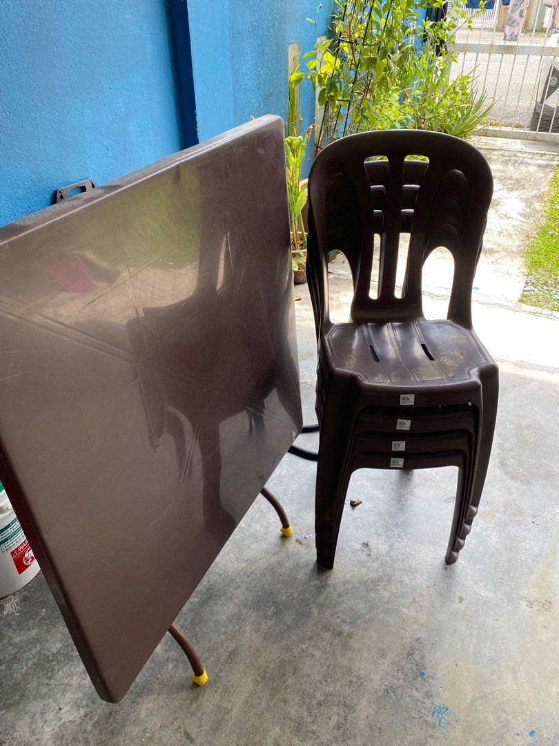 Meja lipat dan kerusi plastic, Furniture & Home Living, Outdoor ... Meja lipat dan kerusi plastic, Furniture & Home Living, Outdoor ...