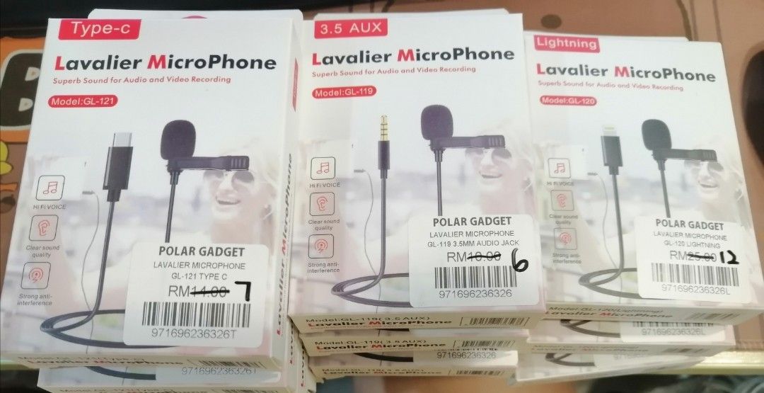 (NEW) Lavalier wired microphone (Type C, 3.5mm), Audio, Microphones on ...