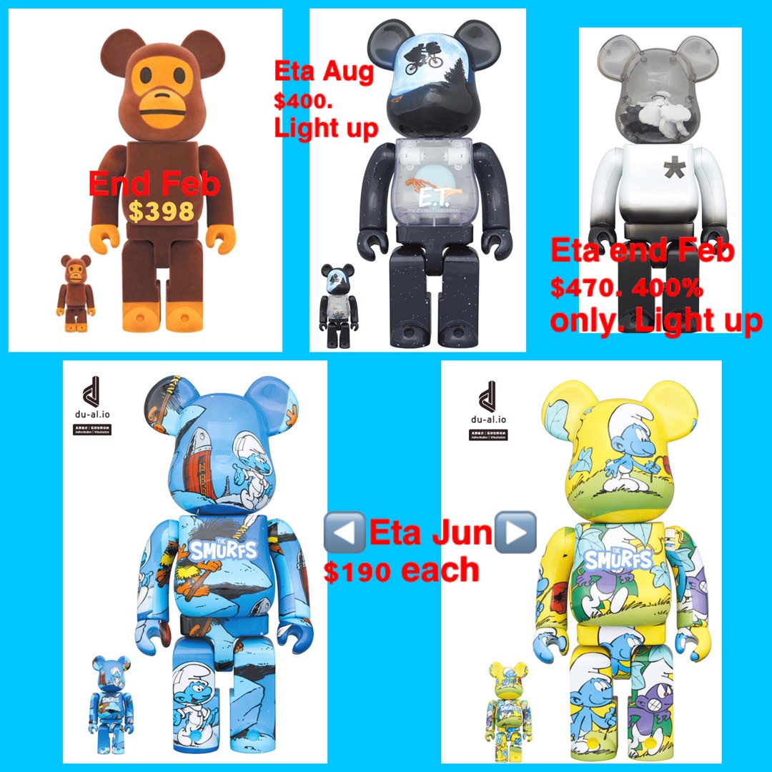 [Preorder] Bape Baby Milo Flocky ET Eric Haze Light up Astrosmurf Smurf ...