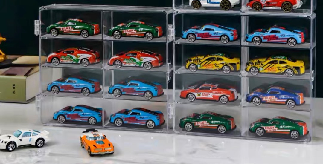 PREORDER display case 8 1/64 cars with sliding door best for hotwheels ...