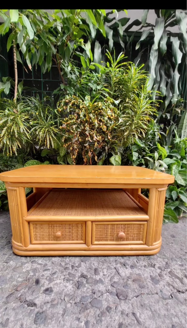 Rattan Center Table w/ Storage Compartments on Carousell
