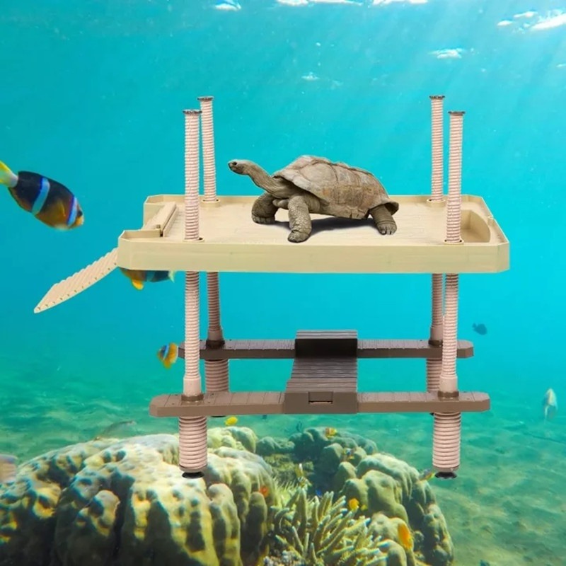 Reptile Large Turtle Square Pier Platform With Ramp Ladder Basking ...