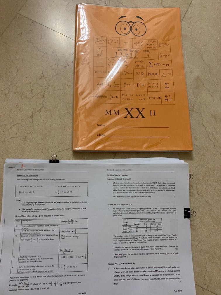 RI H2 Math booklet, Hobbies & Toys, Books & Magazines, Assessment Books ...