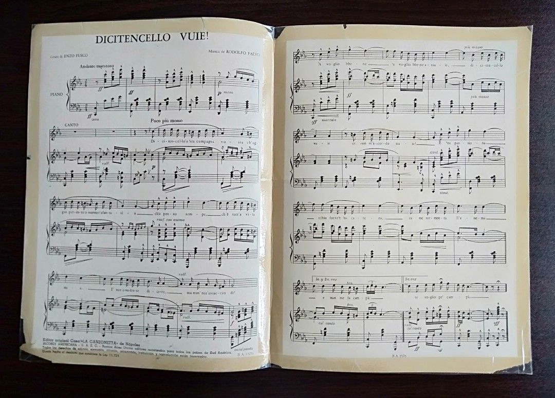 RODOLFO FALVO - "DICITENCELLO VUIE" Canzoneta (Para Canto Y Piano ...