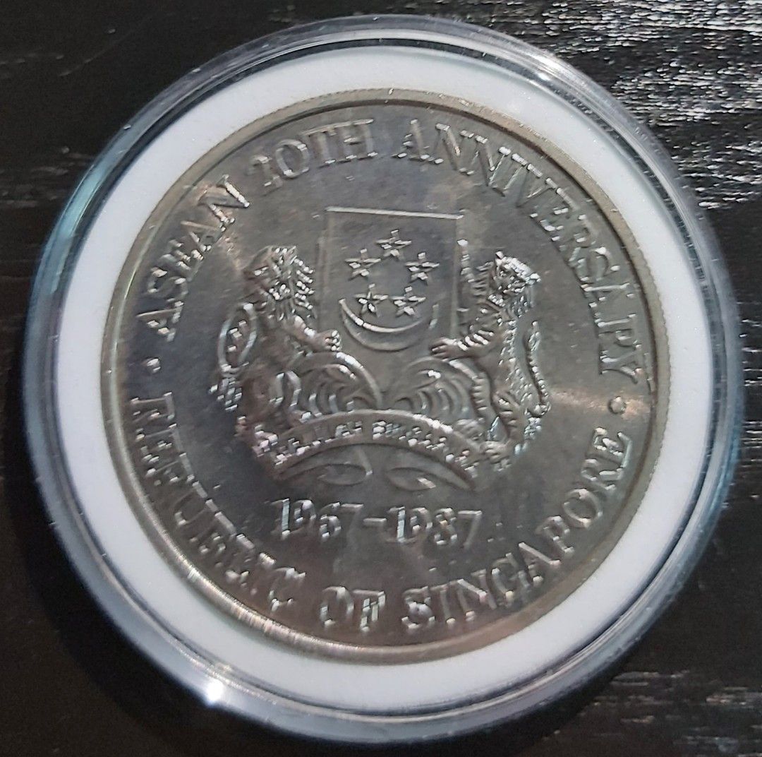 Singapore ten dollars ASEAN 20th anniversary commemorative coin ...