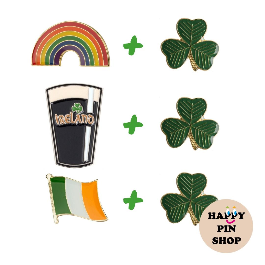 St Patrick's Day Pins! Saint Paddy's, Irish Guinness, Shamrock, Clover ...