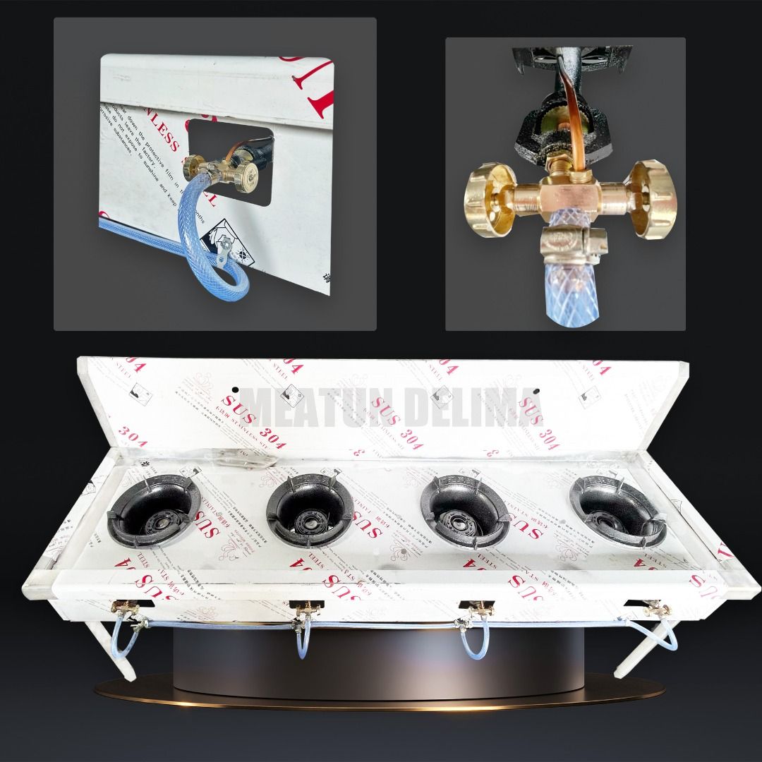 Stainless Steel Four Burner Food Court Burner Periuk Gas Stove 4 Empat ...