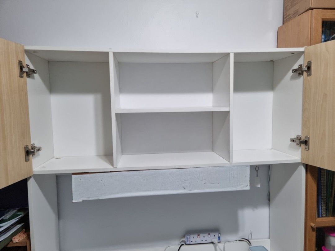 Study desk with top hung shelves and 3 drawers, Furniture & Home Living ...