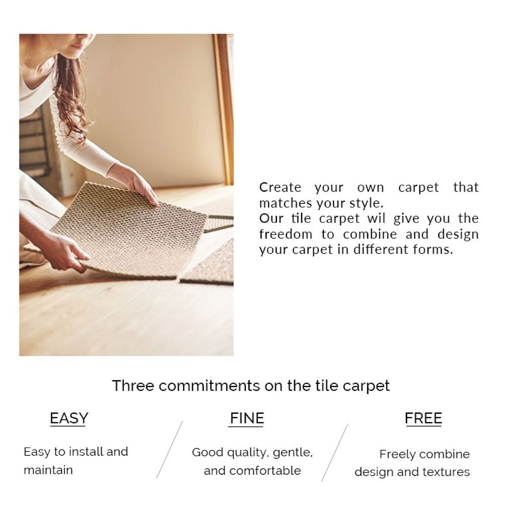 Toli Japan Tile Carpet Rug/Non-Slip Tile Carpet/Kids Pets Elderly ...