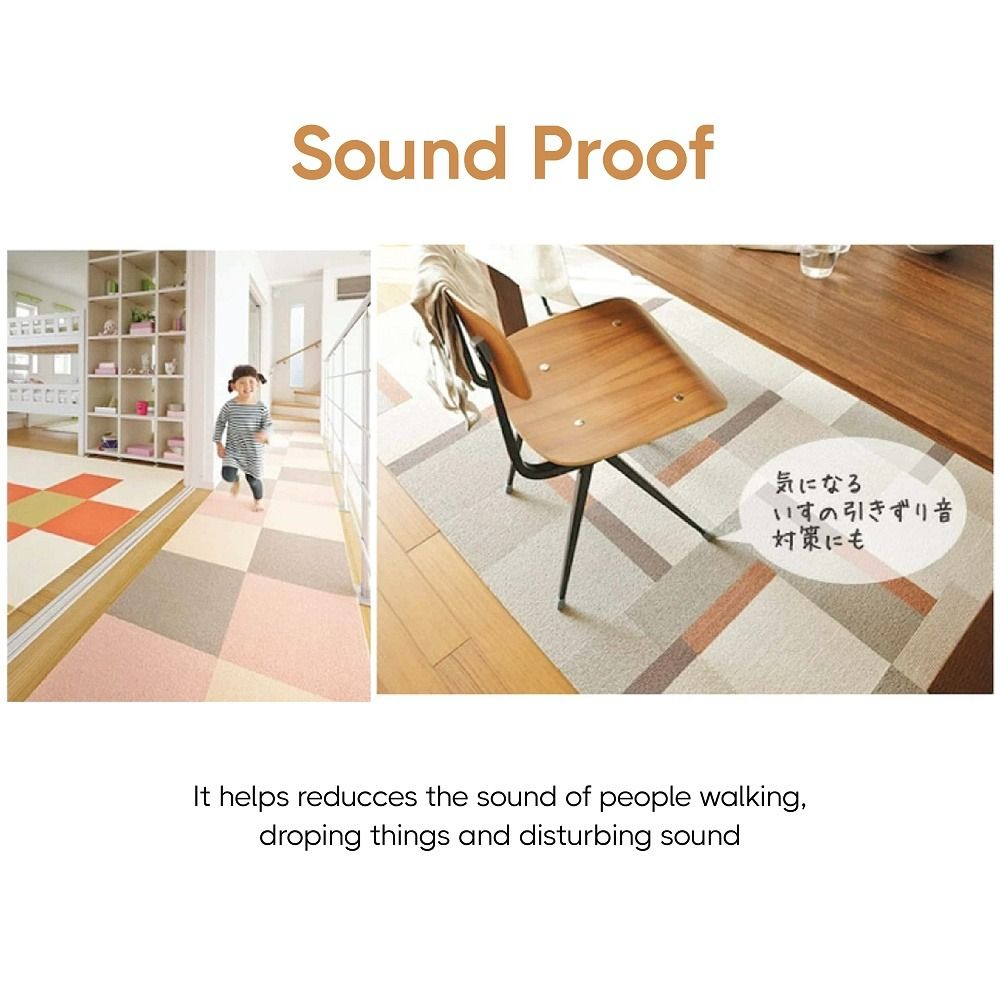 Toli Japan Tile Carpet Rug/Non-Slip Tile Carpet/Kids Pets Elderly ...