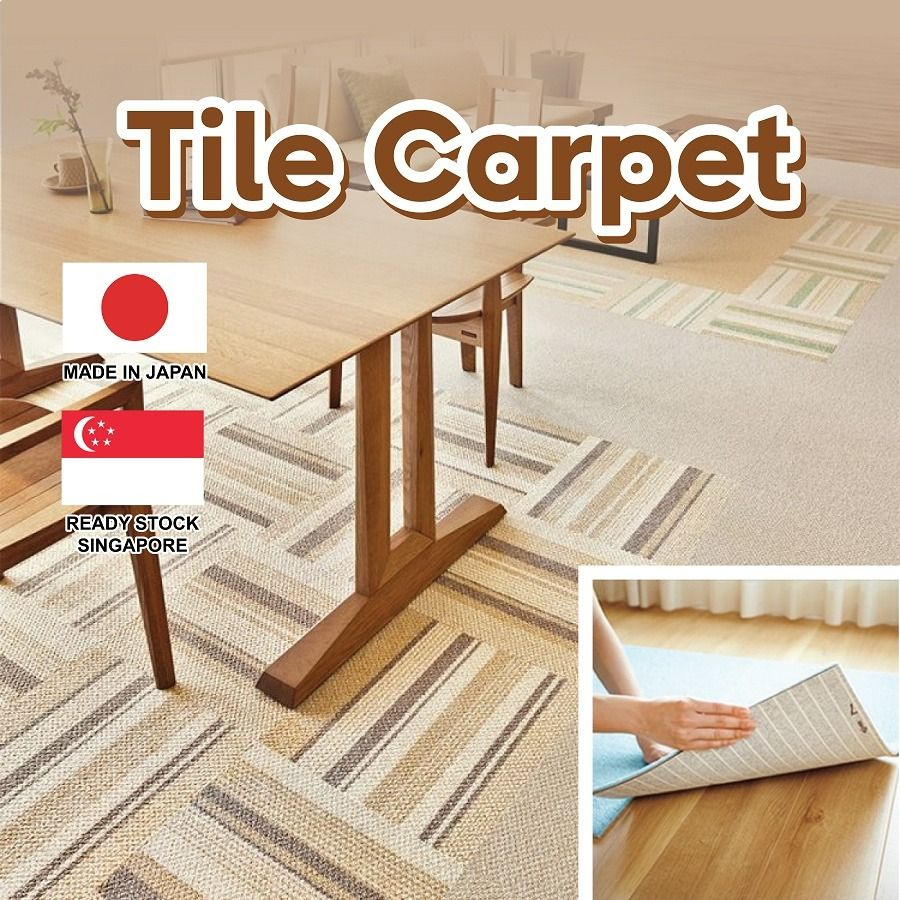 Toli Japan Tile Carpet Rug/Non-Slip Tile Carpet/Kids Pets Elderly ...