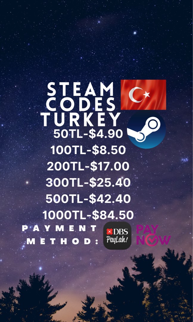 Turkey Steam Gift Card / Turkish Steam Gift Card/ Steam Credit Turkey ...
