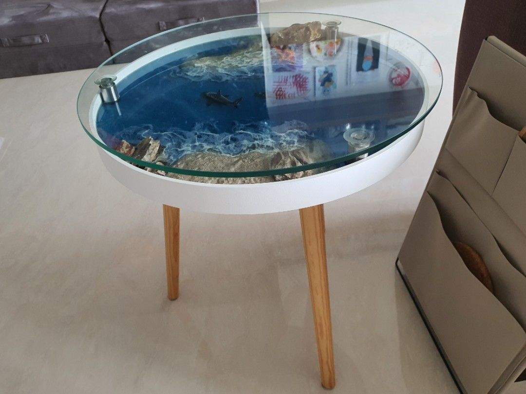 [Used] resin beach themed coffee table, Furniture & Home Living ...