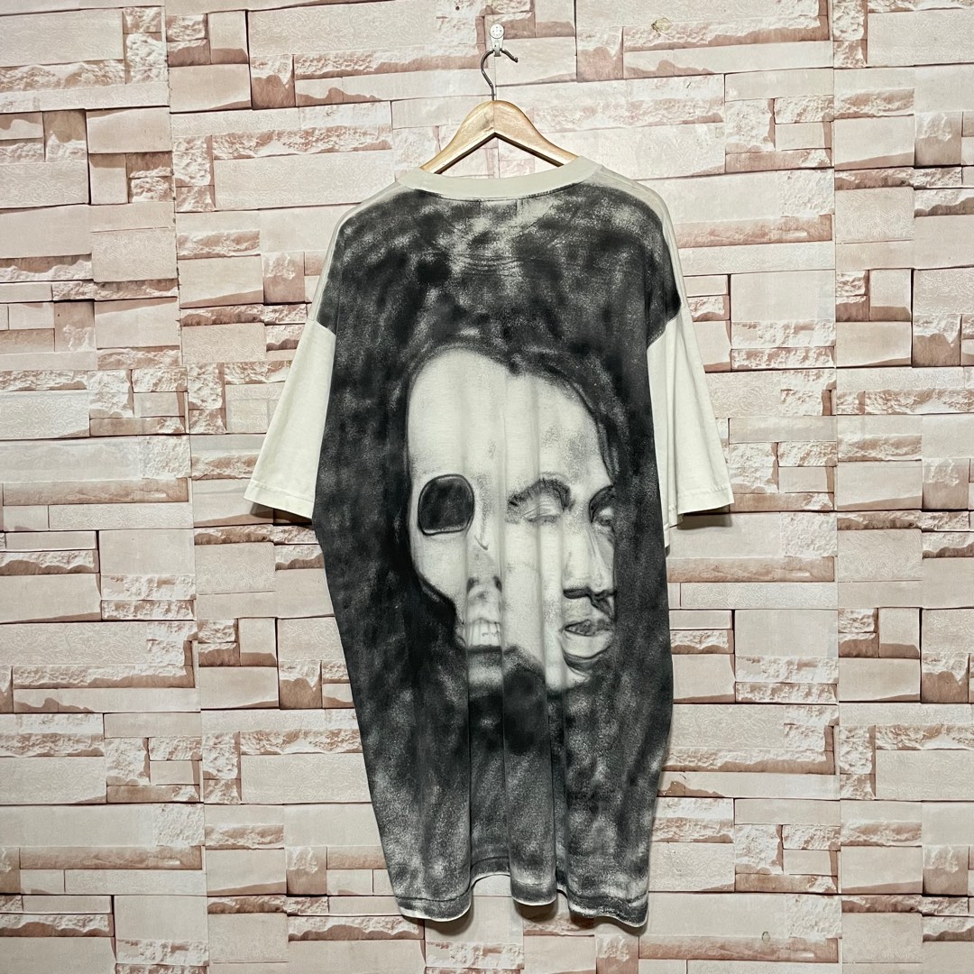 Vintage AOP Backprint Bootleg Tupac Skull Sketch Drawing Shirt on Carousell