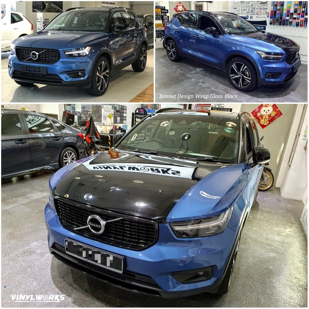 Volvo XC40 Bonnet Design Wrap Gloss Black Vinyl Sticker, Car ...