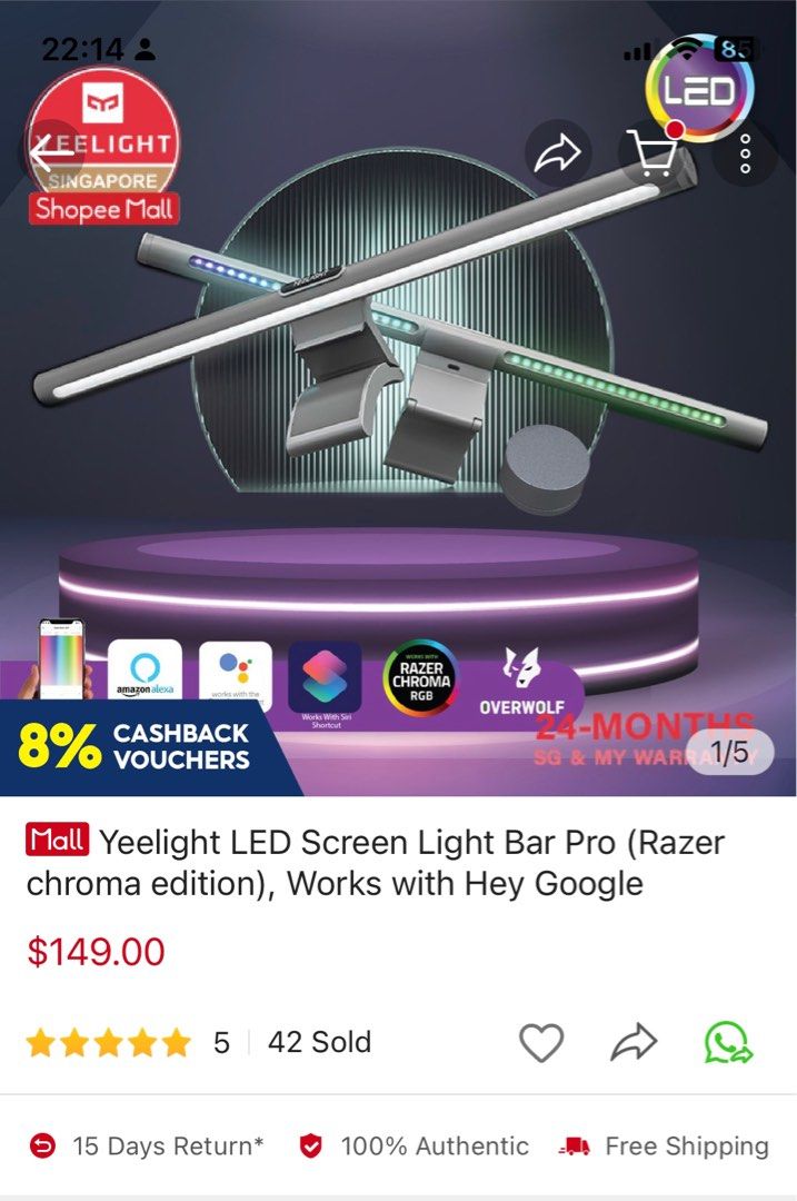 Yeelight LED Screen Light Bar Pro, Computers & Tech, Parts ...