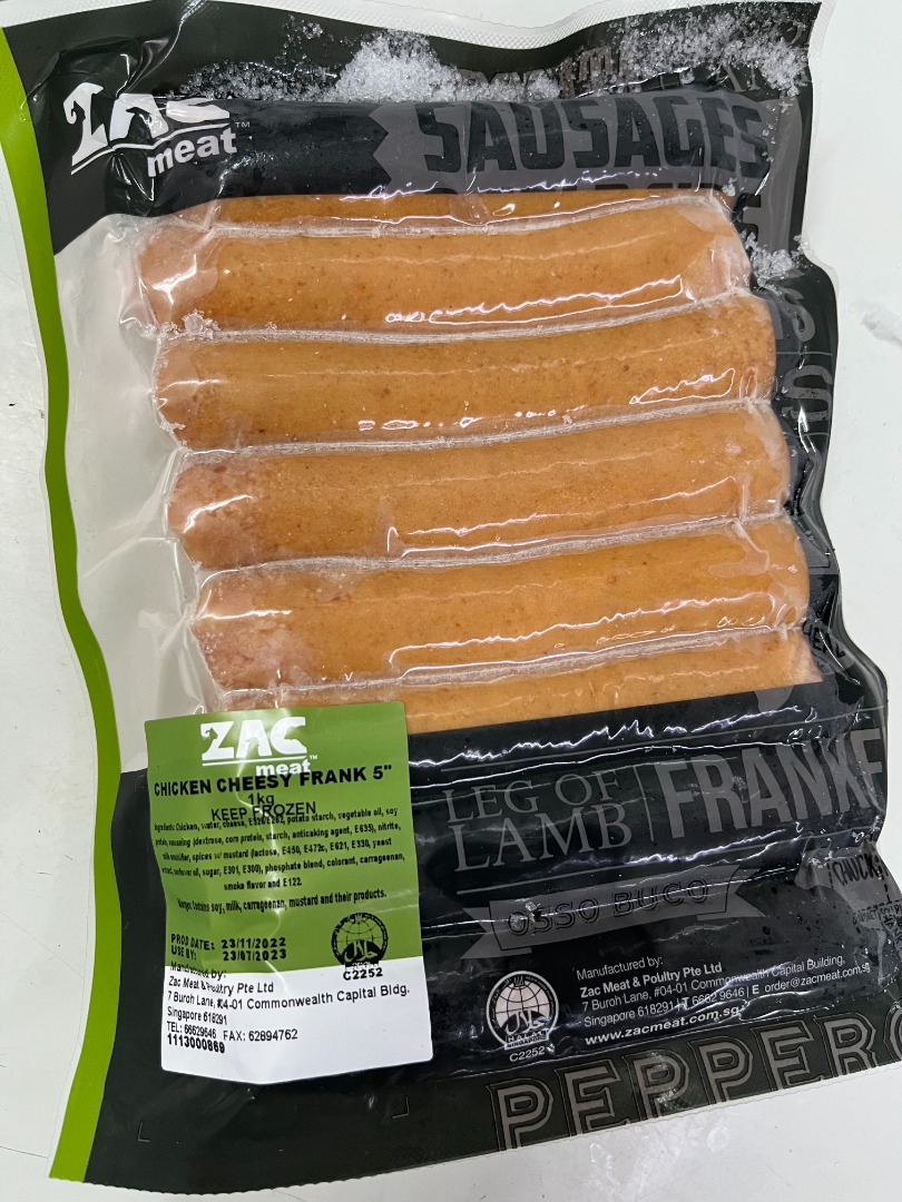 Zac meat cheesy hotdog frozen 1kg packs (Retails @ $16.2!), Food ...
