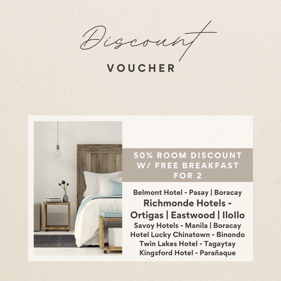 50% OFF Room Vouchers w/ Free Breakfast on Carousell