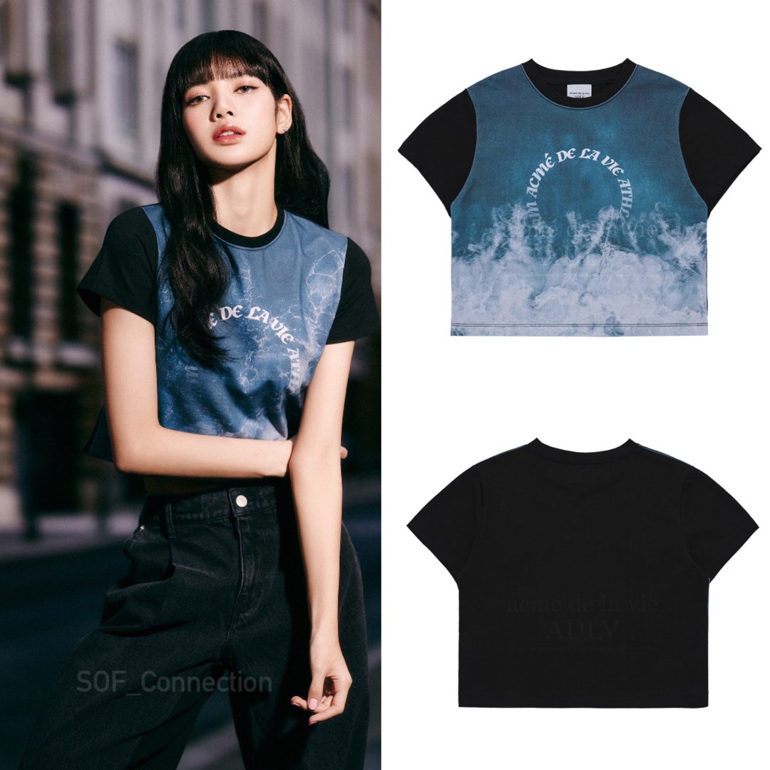 [ADLV X LISA] Ocean Artwork Crop Top, Women's Fashion, Tops, Other Tops ...