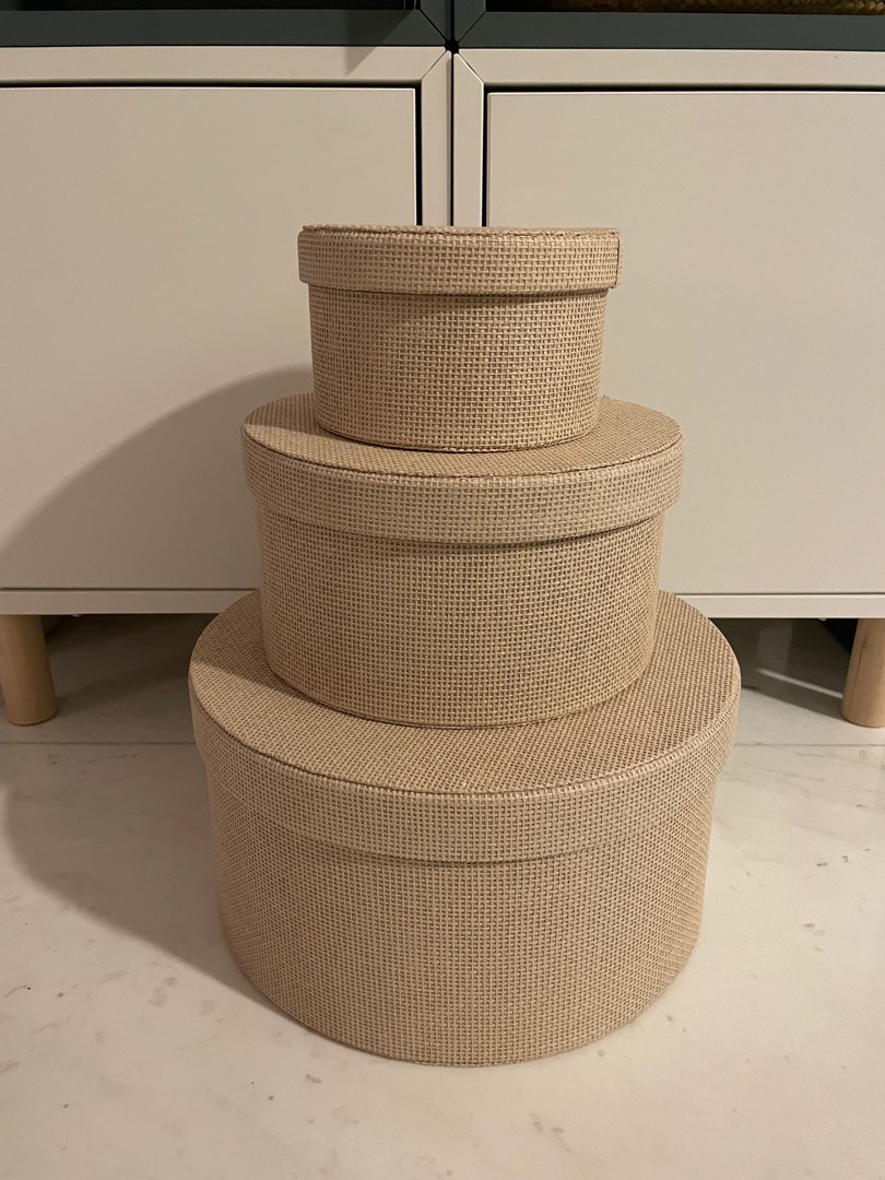 All for $15 - Stylish round storage boxes, Furniture & Home Living ...