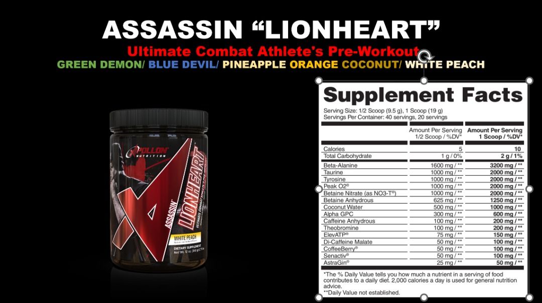 APOLLON NUTRITION ASSASSIN LIONHEART - ULTIMATE COMBAT ATHLETE PRE ...