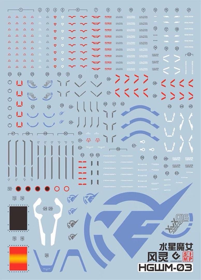 [In-stock] Aerial Gundam Water Slide Decal by EVO Factory for Bandai 1/ ...