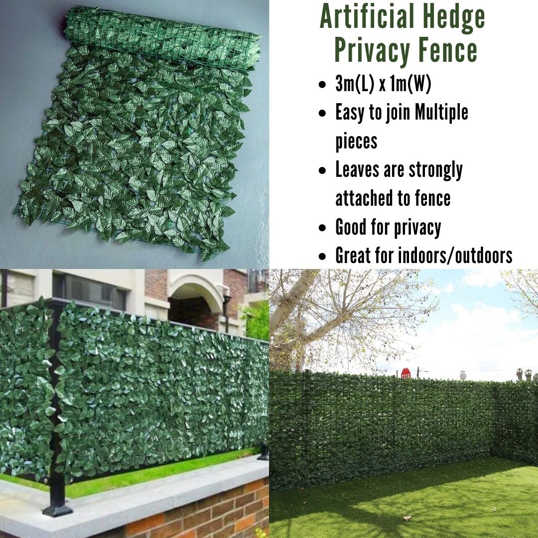 Artificial Fence Leaf Evergreen Hedge Faux Fencing Panel Outdoor ...