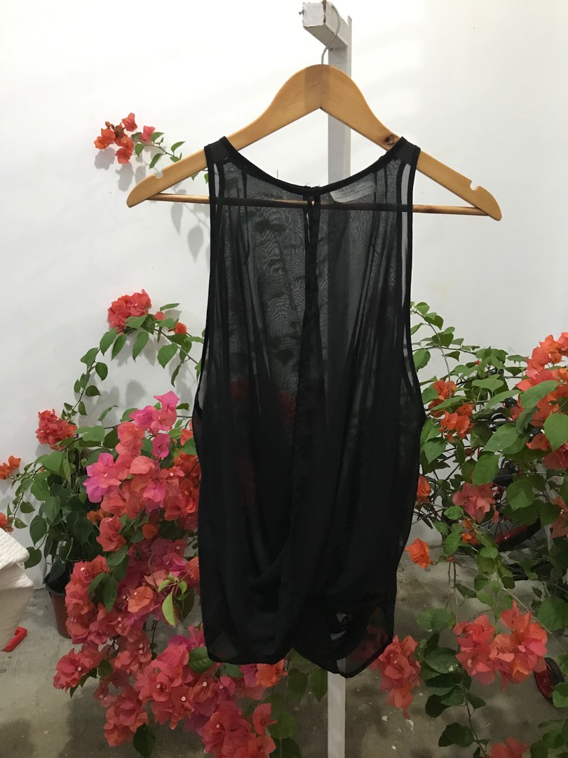 Auth Zara sheer overlap top on Carousell