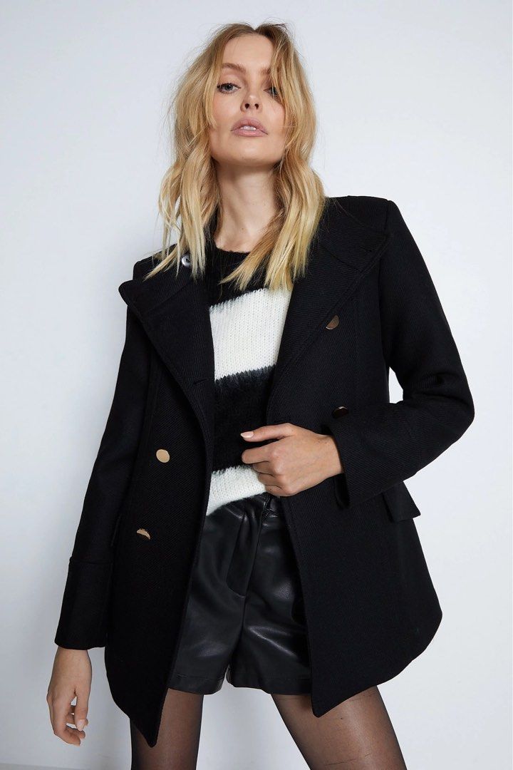 BNWT Navy Military Coat, Women's Fashion, Coats, Jackets and Outerwear ...