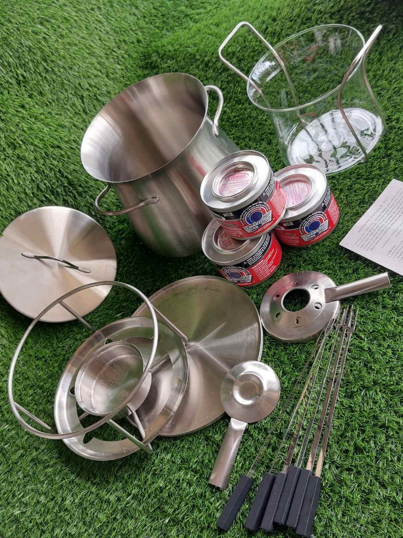 Bodum Stainless-Steel Fondue with Glass Insert with FREE 3 cans gel ...