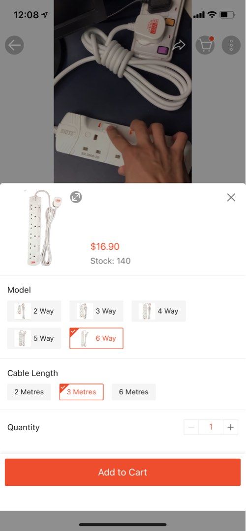 (Bought$16.9) Used only 4 months BRITZ 2/3/6 Metres Extension Socket ...